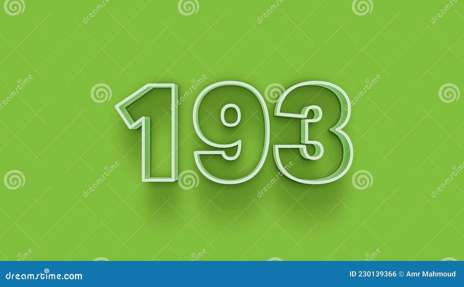 Green 3d Symbol of 193 Number Icon on Green Background Stock ...