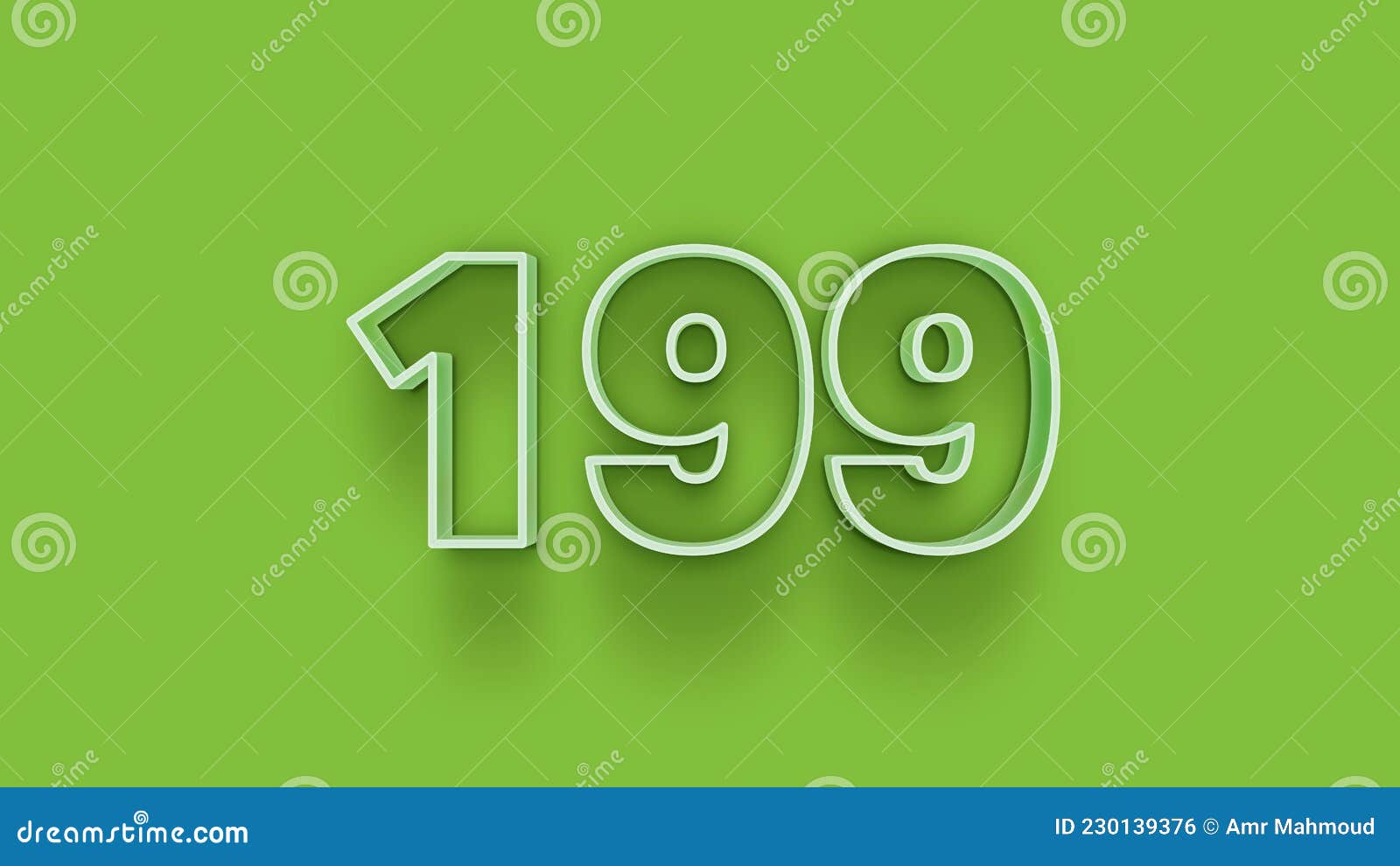 Green 3d Symbol Of 199 Number Icon On Green Background Royalty-Free ...