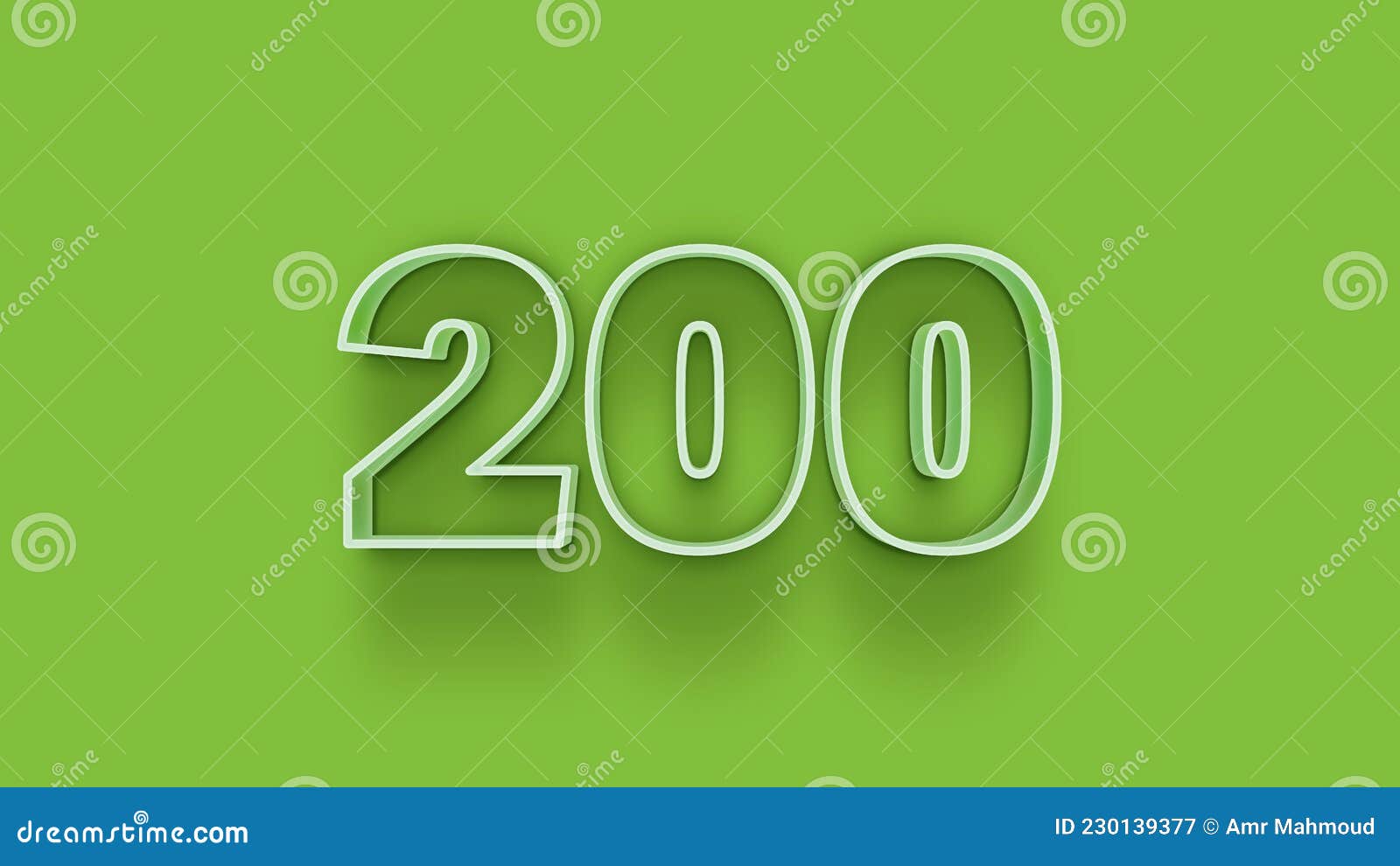 Green 3d Symbol of 200 Number Icon on Green Background Stock ...