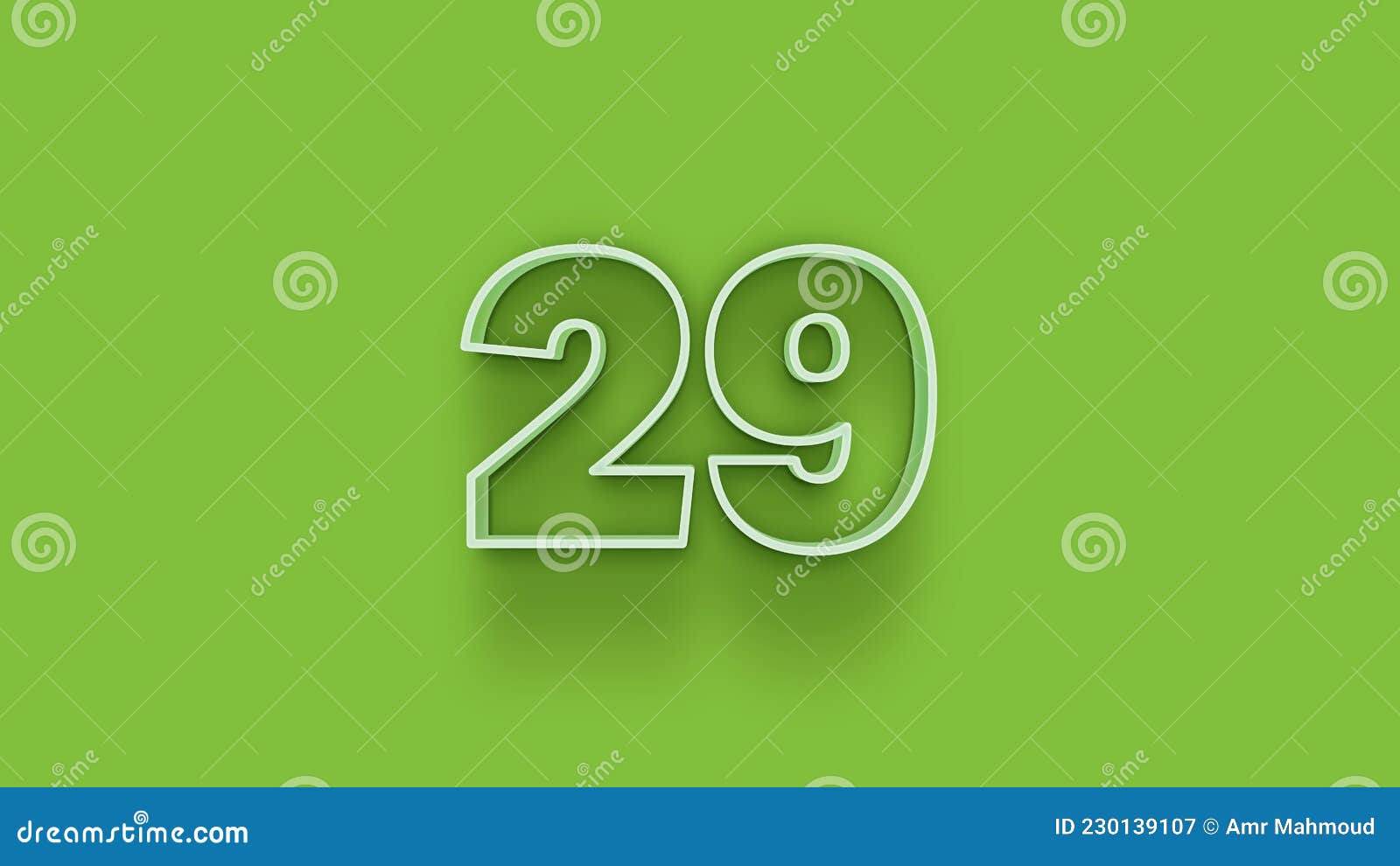 Green 3d Symbol of 29 Number Icon on Green Background Stock ...