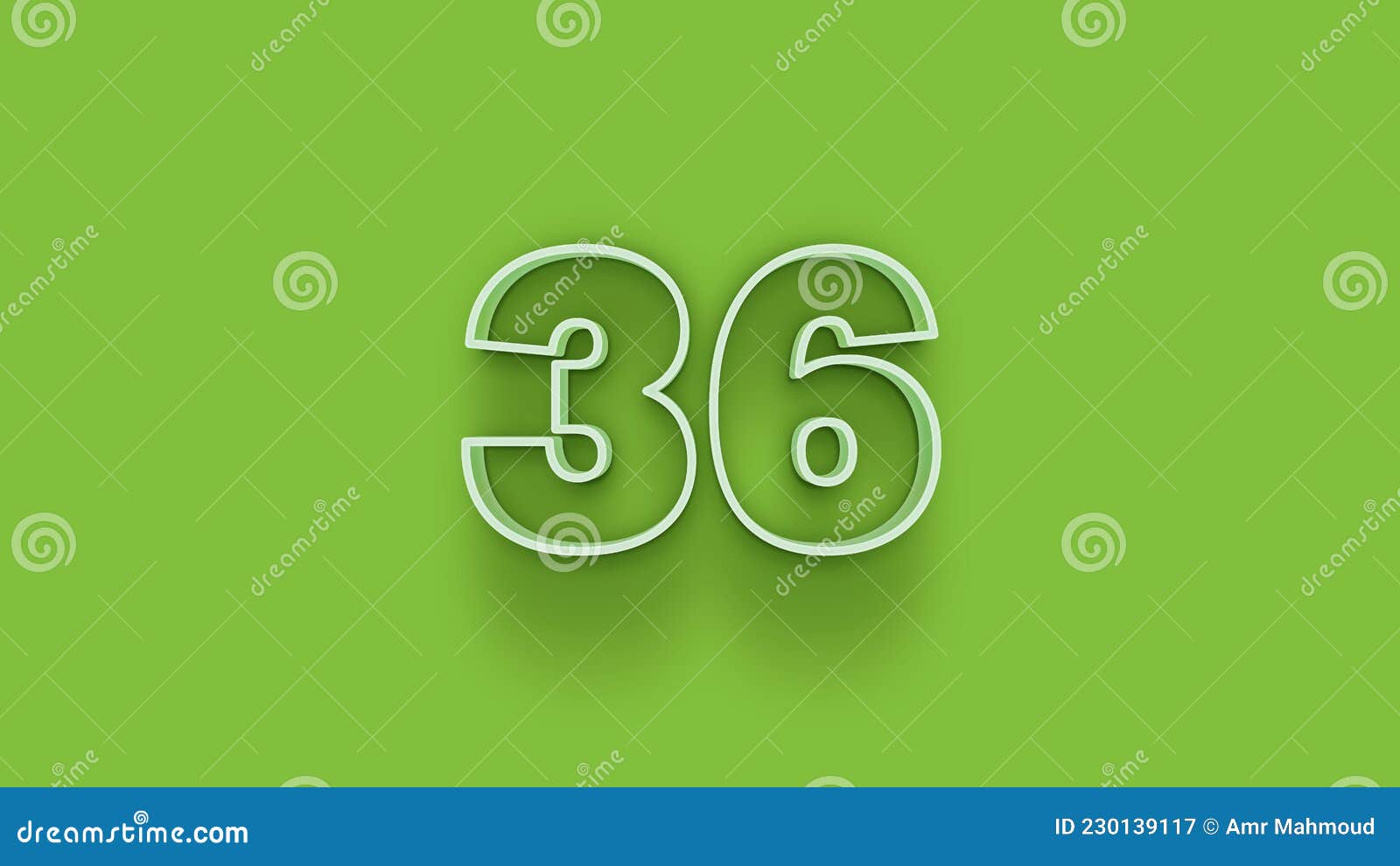 Green 3d Symbol of 36 Number Icon on Green Background Stock ...