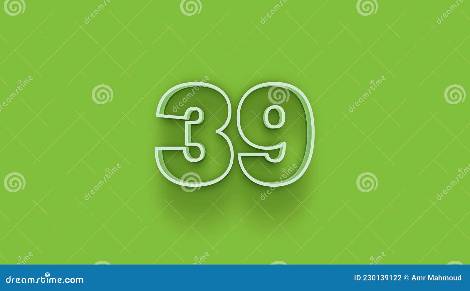 Green 3d Symbol of 39 Number Icon on Green Background Stock ...