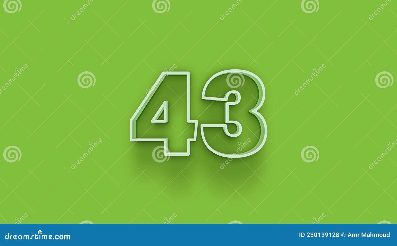 Green 3d Symbol of 43 Number Icon on Green Background Stock ...