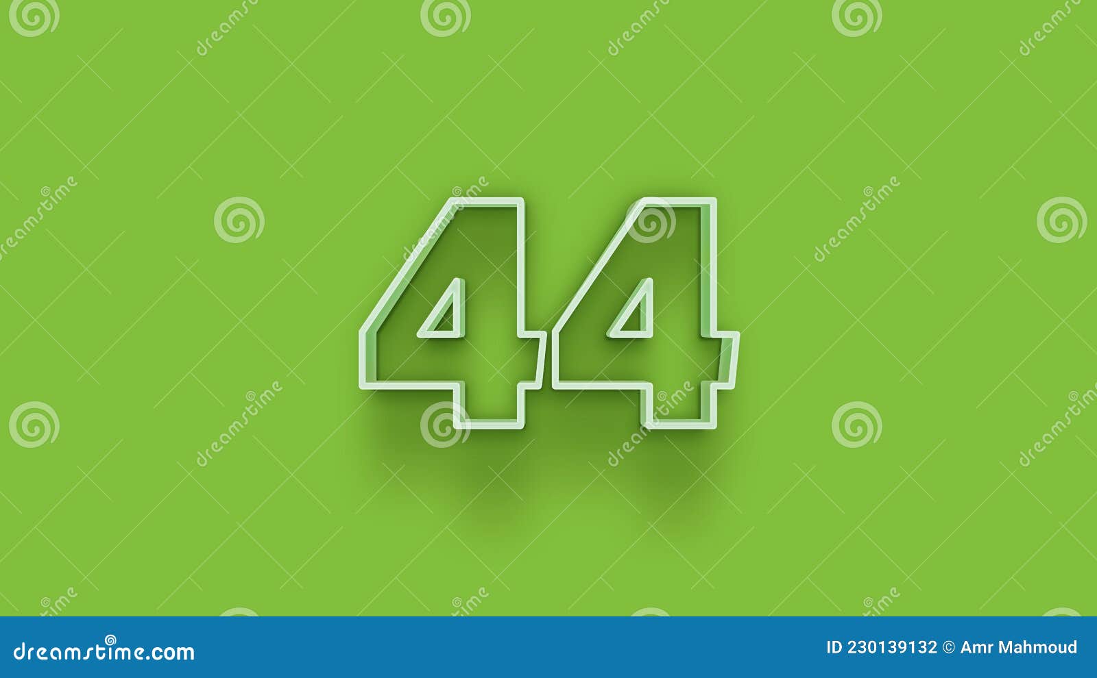 Green 3d Symbol of 44 Number Icon on Green Background Stock ...