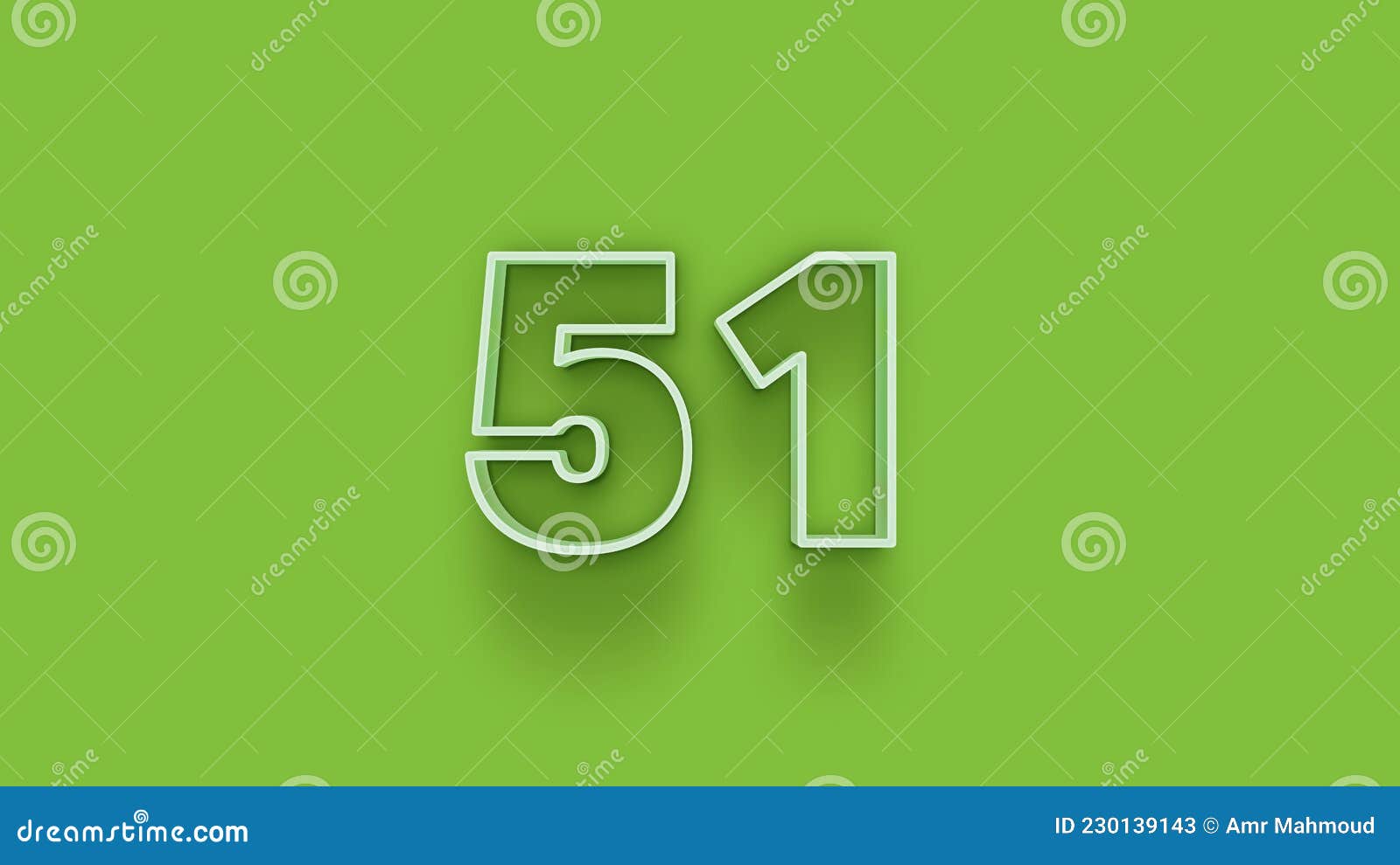 Green 3d Symbol of 51 Number Icon on Green Background Stock ...