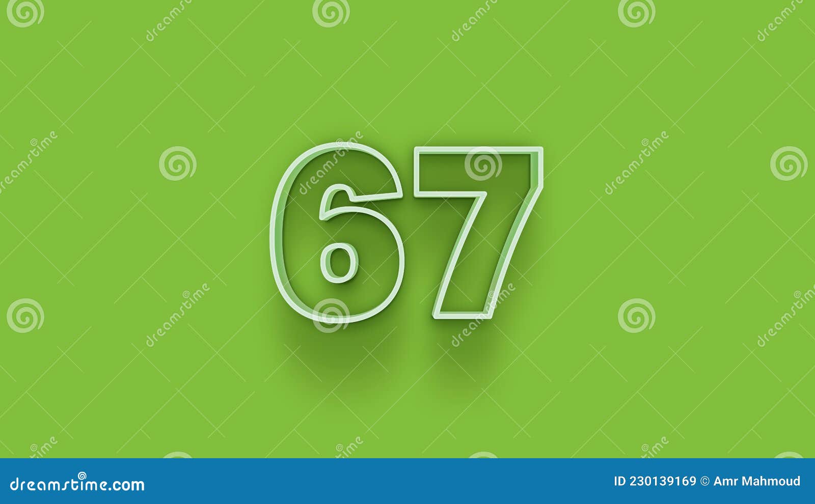 Green 3d Symbol of 67 Number Icon on Green Background Stock ...
