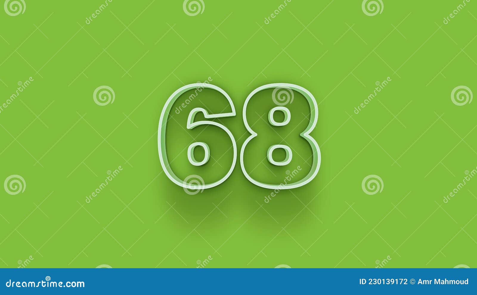 Green 3d Symbol of 68 Number Icon on Green Background Stock ...
