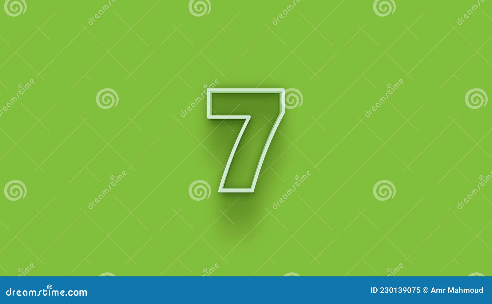 Green 3d Symbol of 7 Number Icon on Green Background Stock Illustration ...