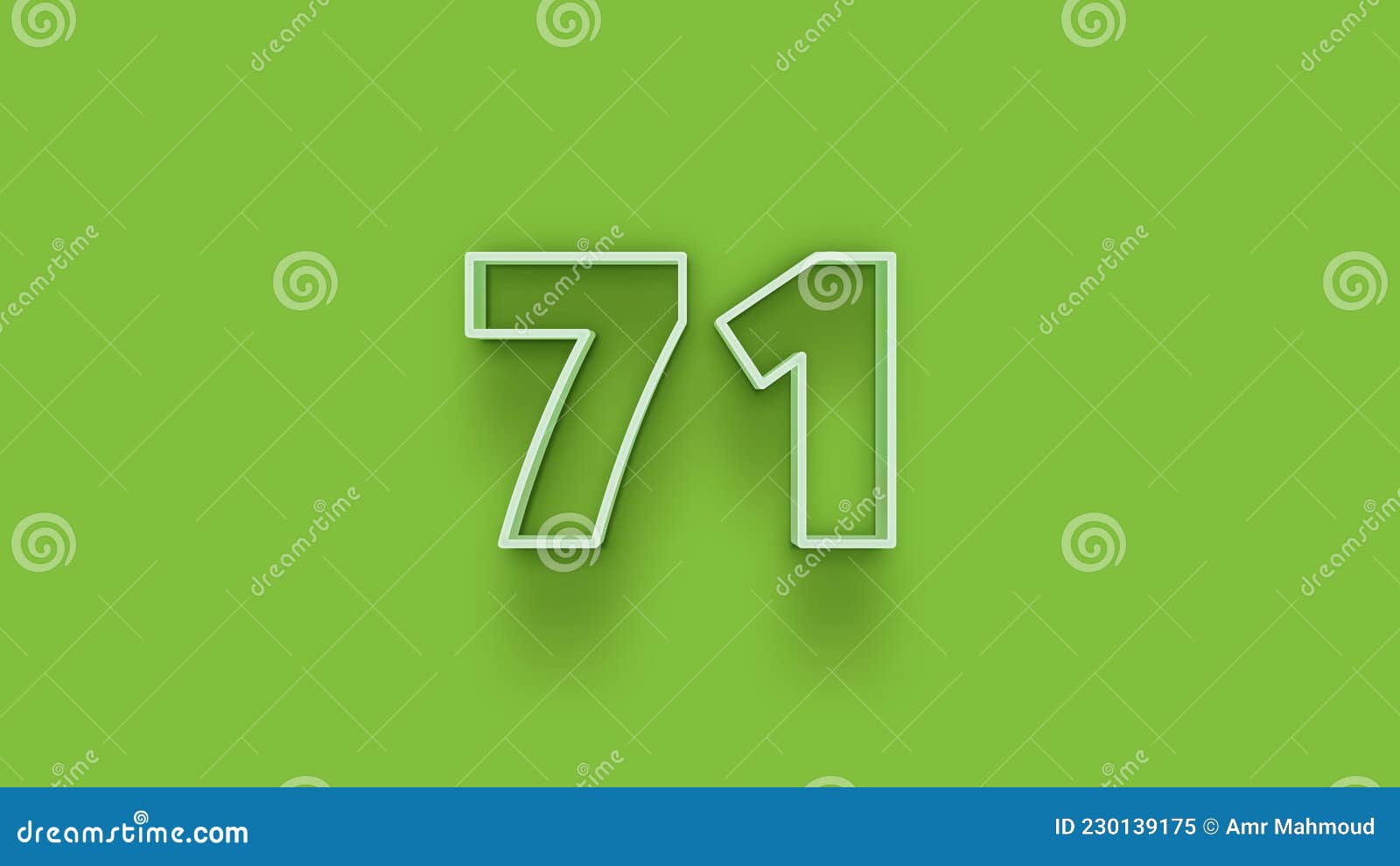 Green 3d Symbol of 71 Number Icon on Green Background Stock ...