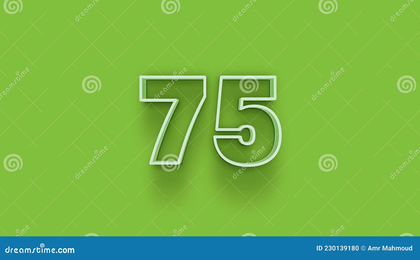 Green 3d Symbol of 75 Number Icon on Green Background Stock ...