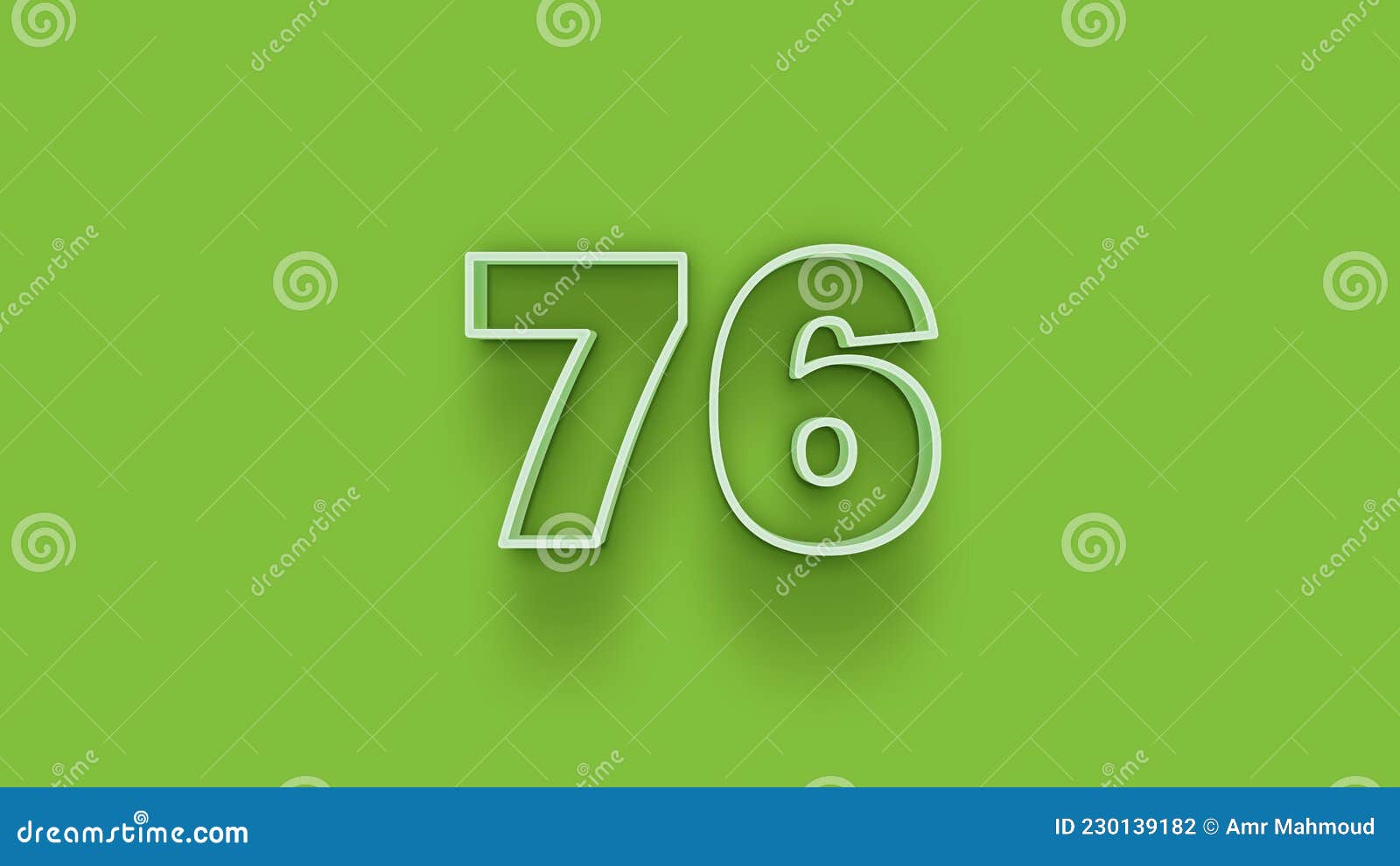 Green 3d Symbol of 76 Number Icon on Green Background Stock ...