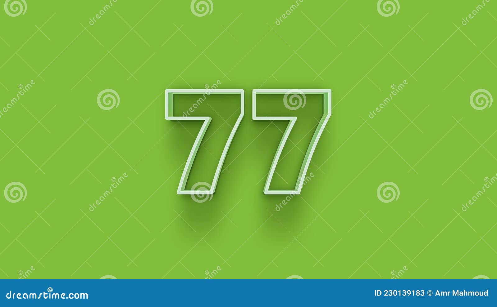Green 3d Symbol of 77 Number Icon on Green Background Stock ...