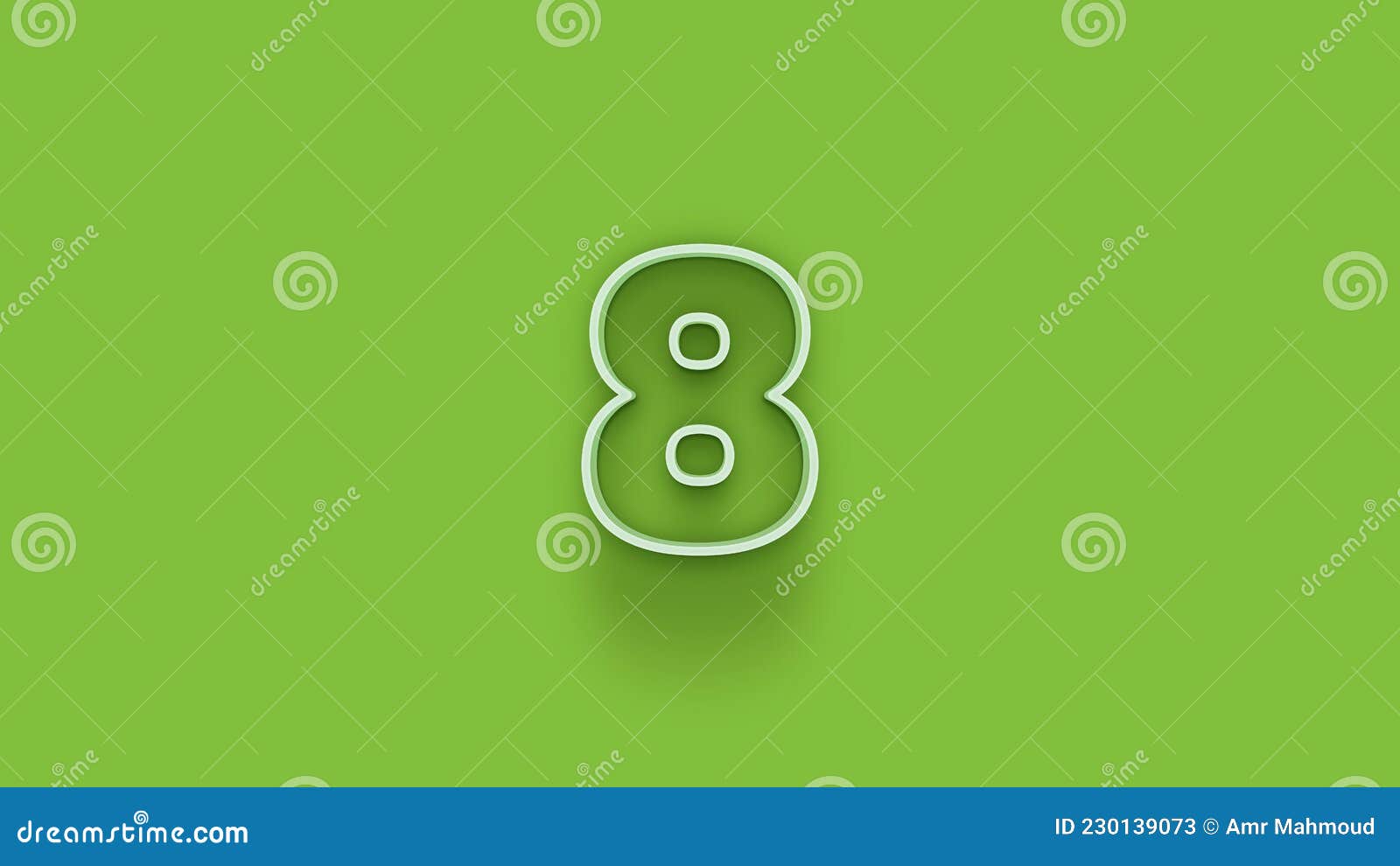 Green 3d Symbol of 8 Number Icon on Green Background Stock Illustration ...