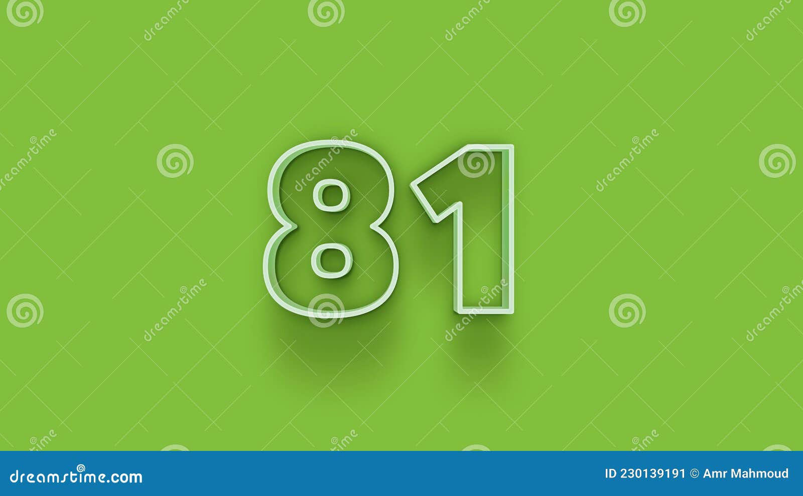 Green 3d Symbol of 81 Number Icon on Green Background Stock ...