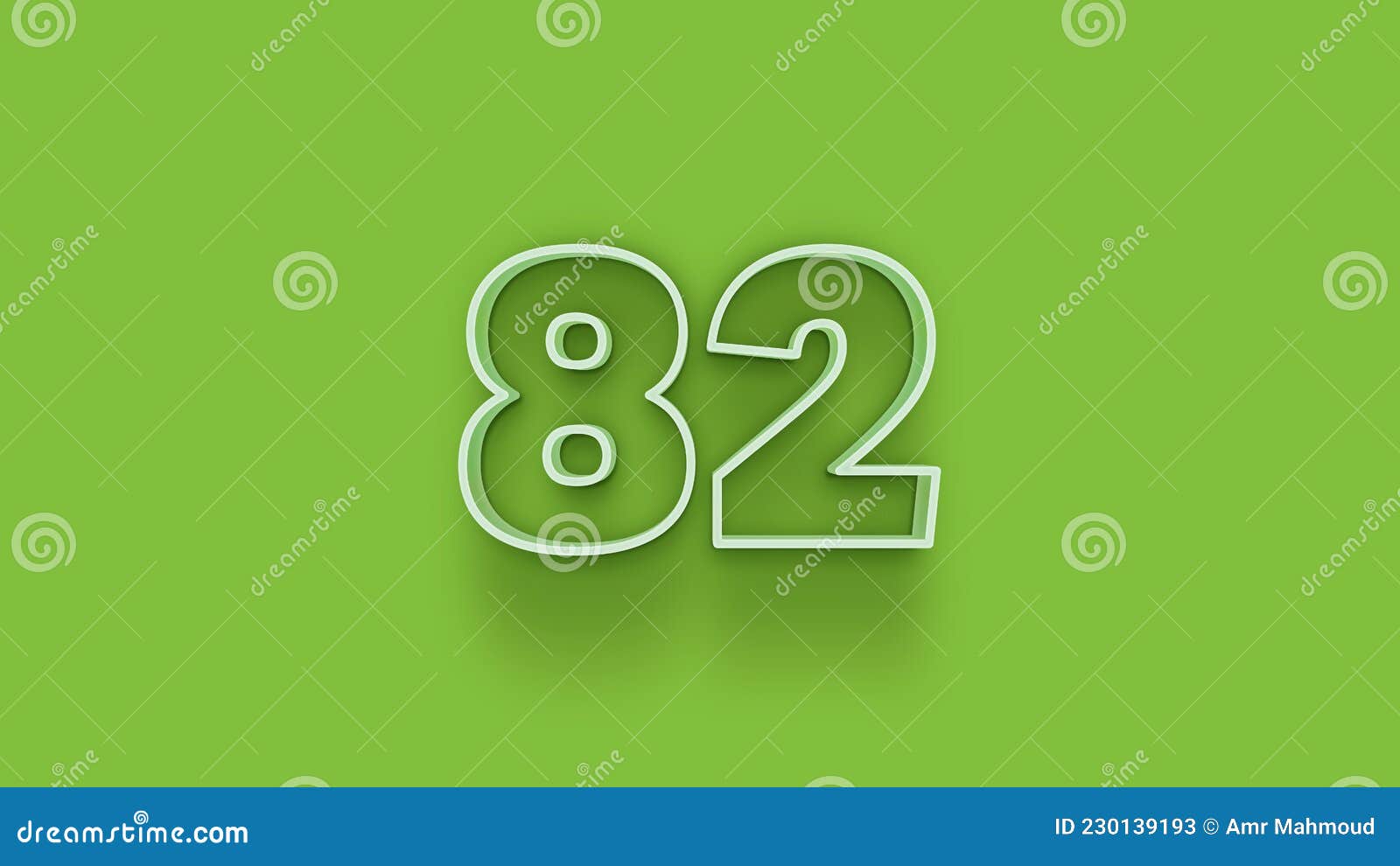 Green 3d Symbol of 82 Number Icon on Green Background Stock ...