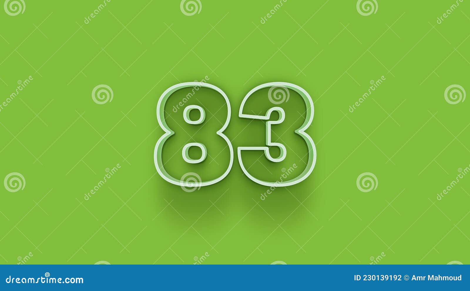 Green 3d Symbol of 83 Number Icon on Green Background Stock ...
