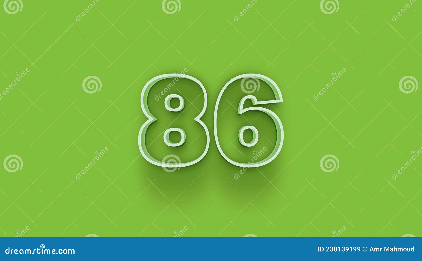 Green 3d Symbol of 86 Number Icon on Green Background Stock ...