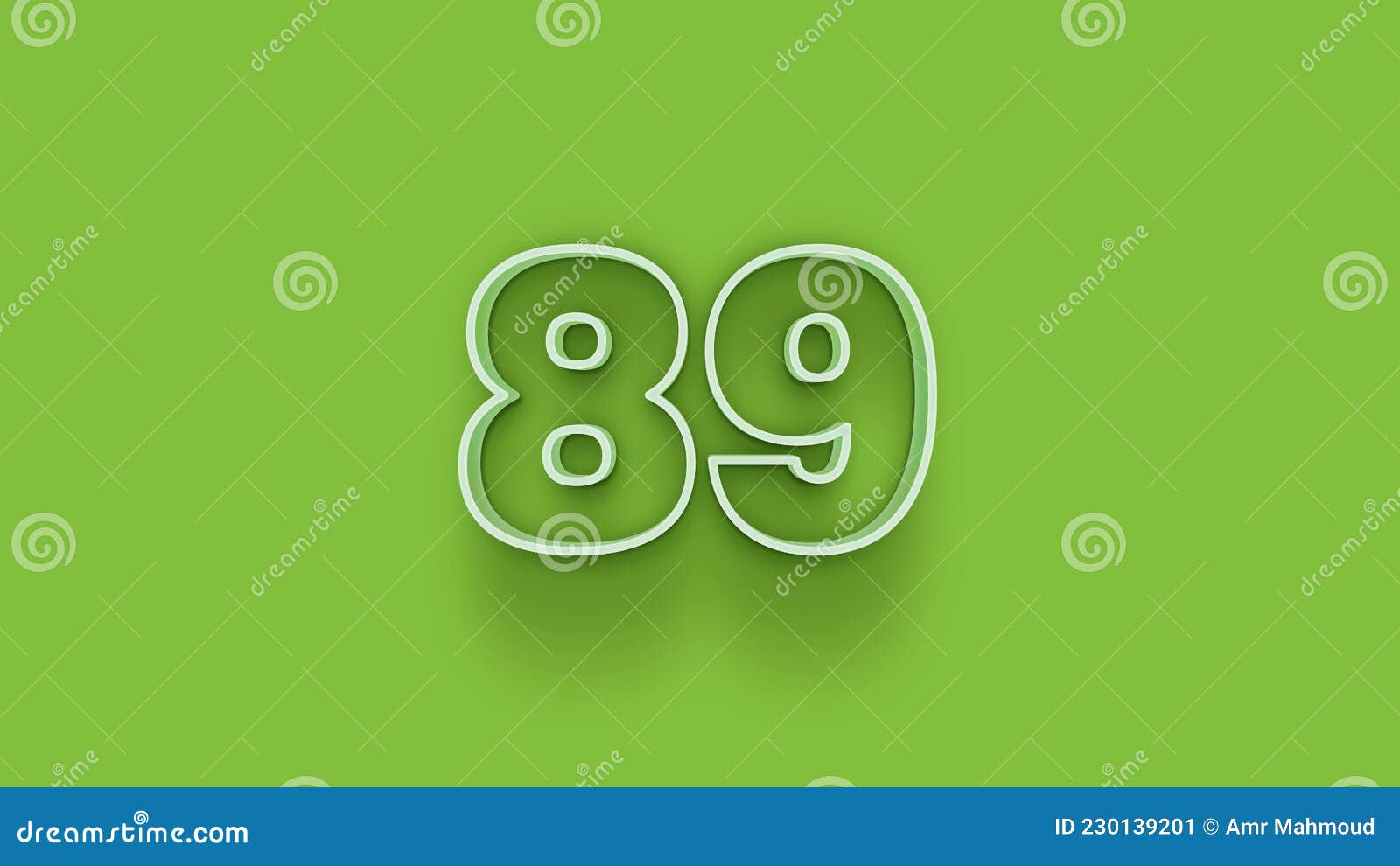 Green 3d Symbol of 89 Number Icon on Green Background Stock ...