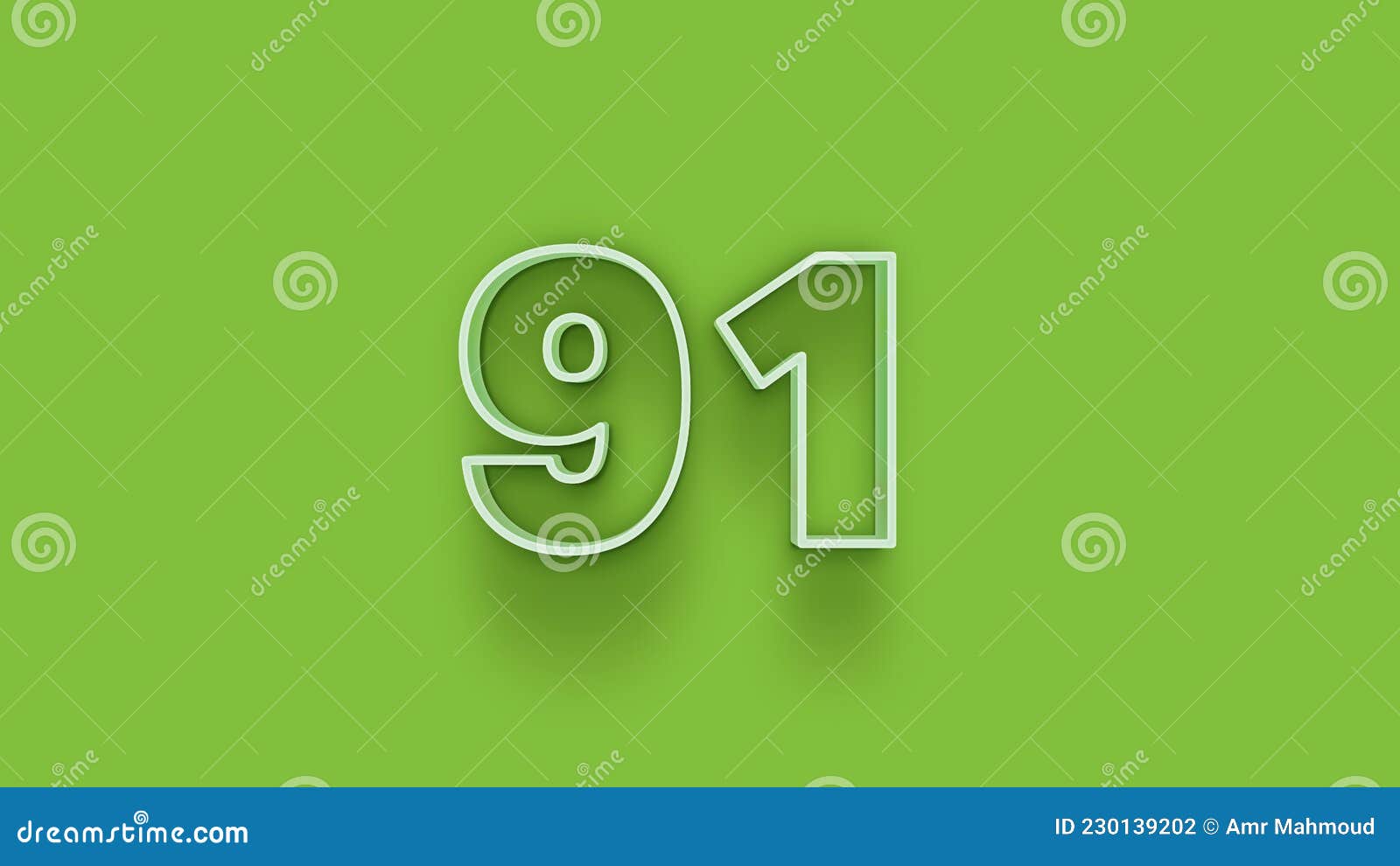 Green 3d Symbol of 91 Number Icon on Green Background Stock ...