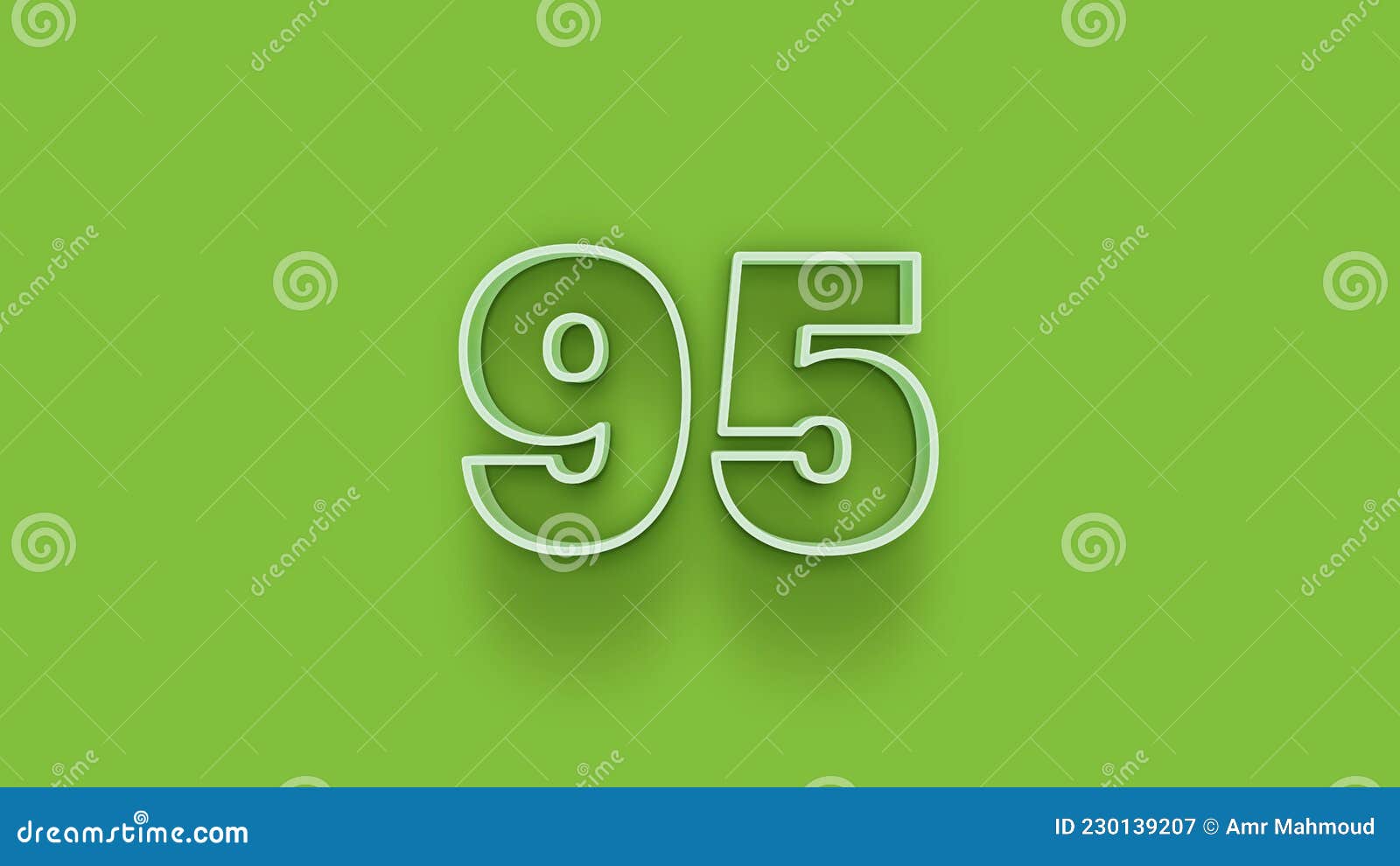 Green 3d Symbol of 95 Number Icon on Green Background Stock ...