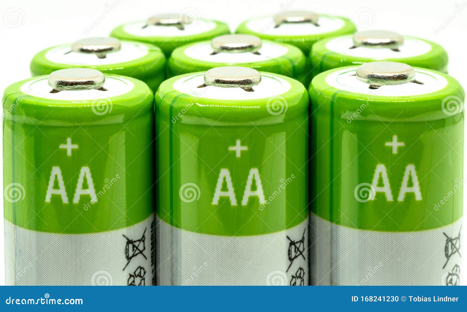 Green AA Batteries - Plus Pole Stock Photo - Image of batteries, plus ...