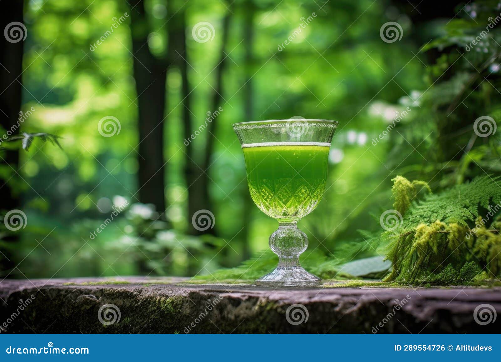 Green Absinthe Drink in Nature Backdrop Stock Photo - Image of ...
