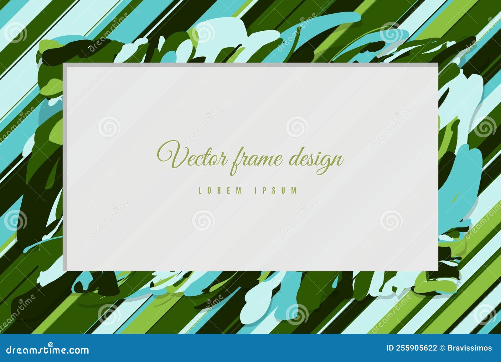 Green Abstract Art Wave Background Frame. Flow Line Stock Vector ...