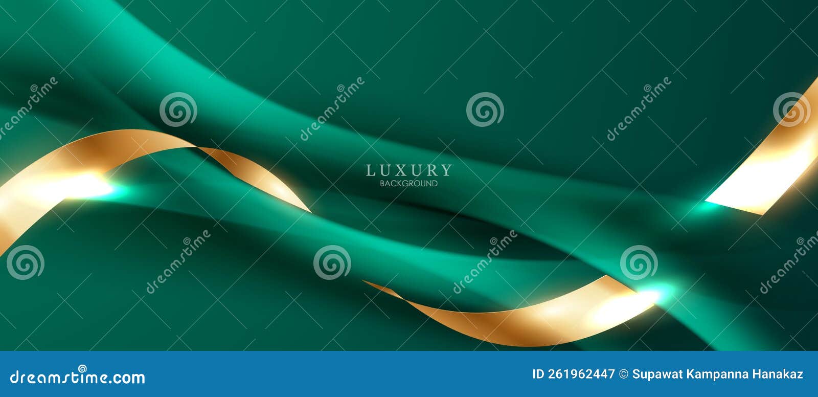 Green Abstract Background Design with Elegant Golden Elements Vector ...