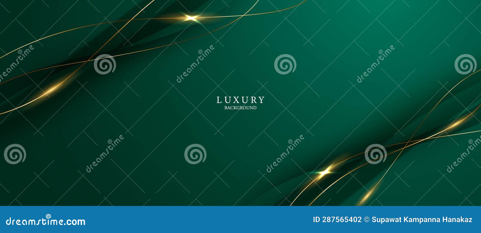 Green Abstract Background Design with Elegant Golden Elements Vector ...