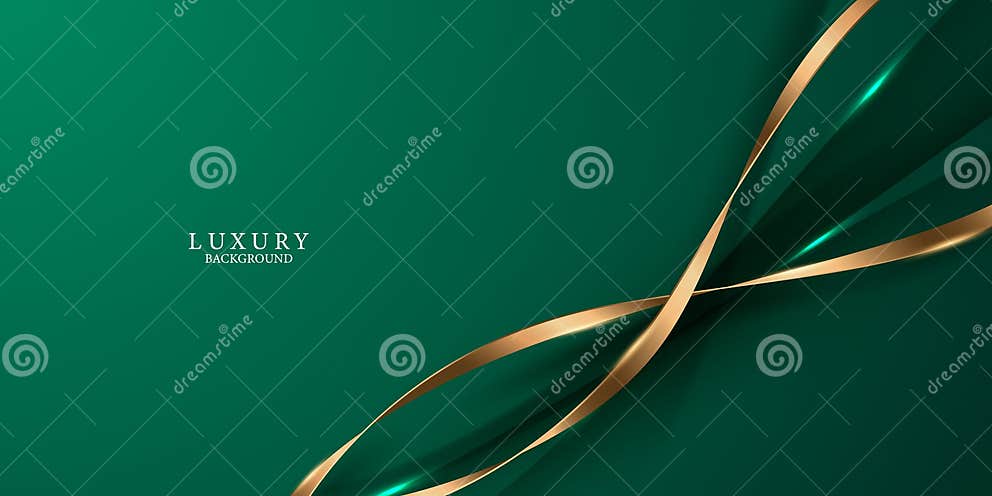 Green Abstract Background Design with Elegant Golden Elements Vector ...