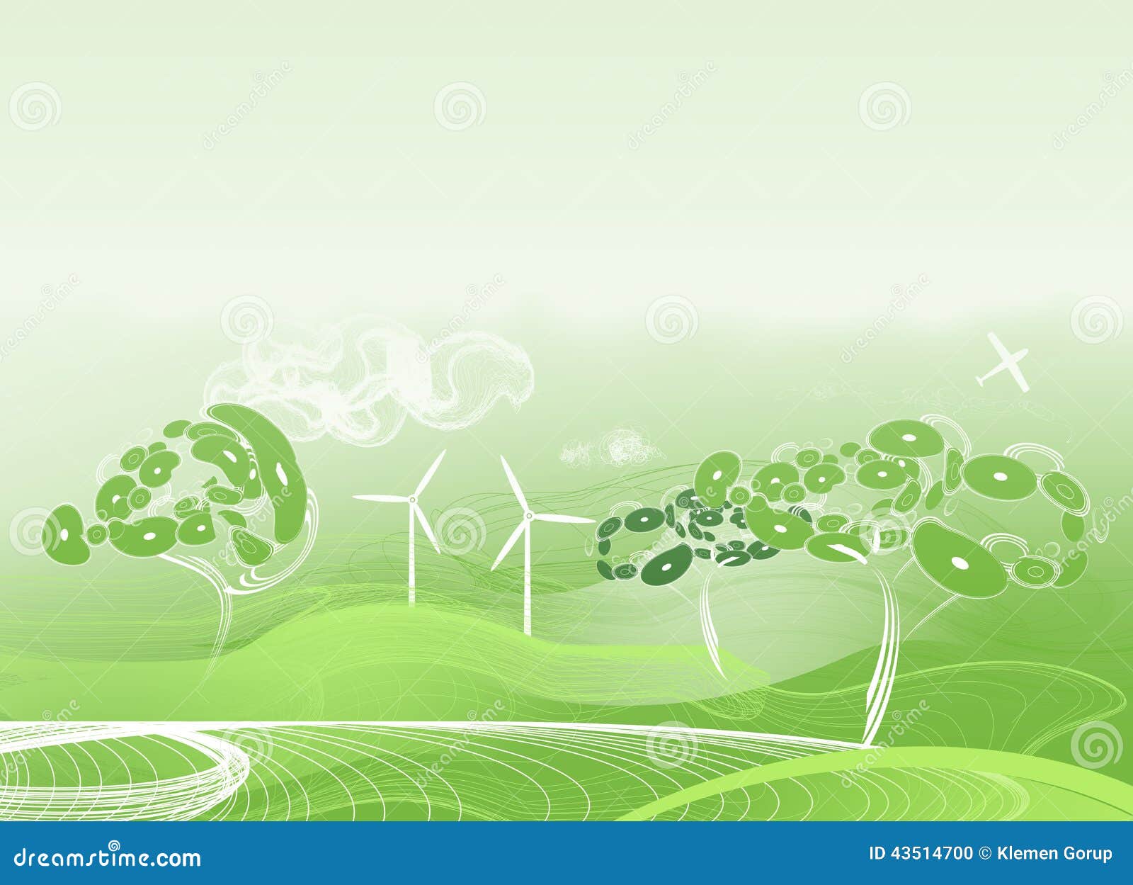 Green Abstract Background with Strange Trees Stock Illustration ...