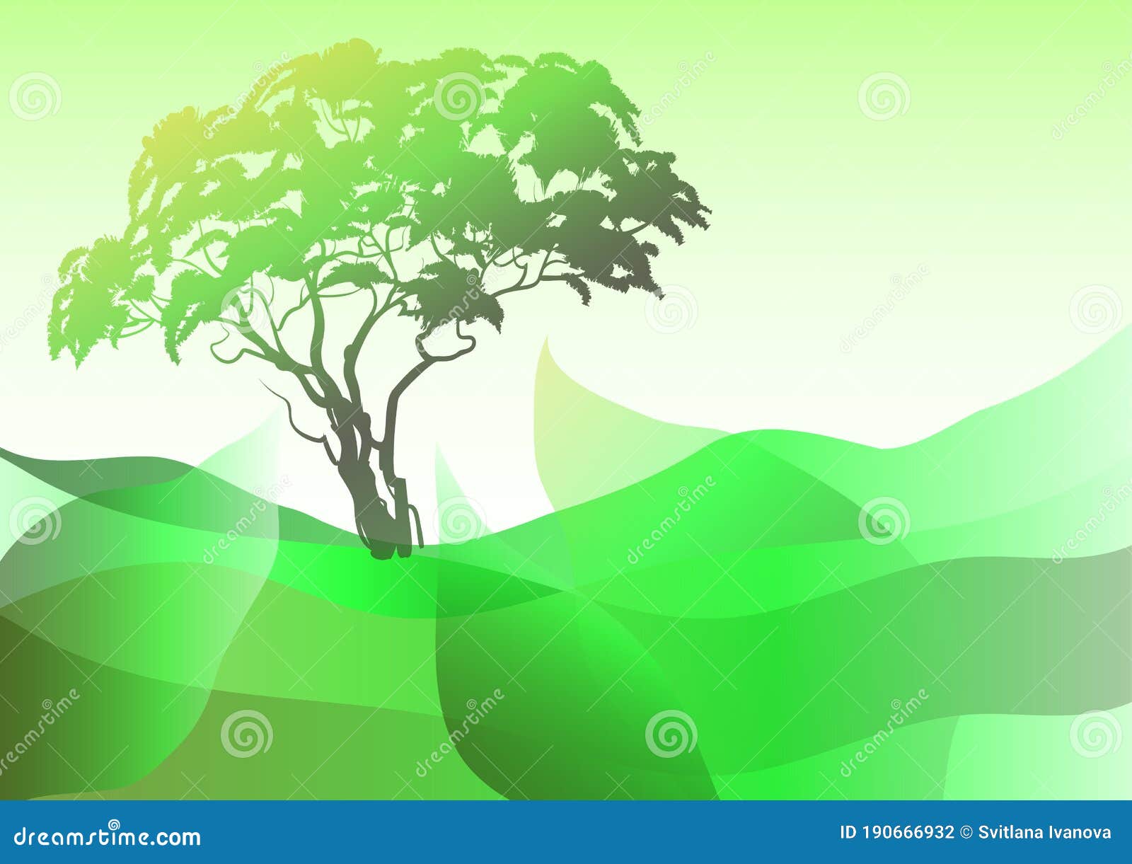 Green Abstract Background with Tree. Abstract Landscape Stock ...