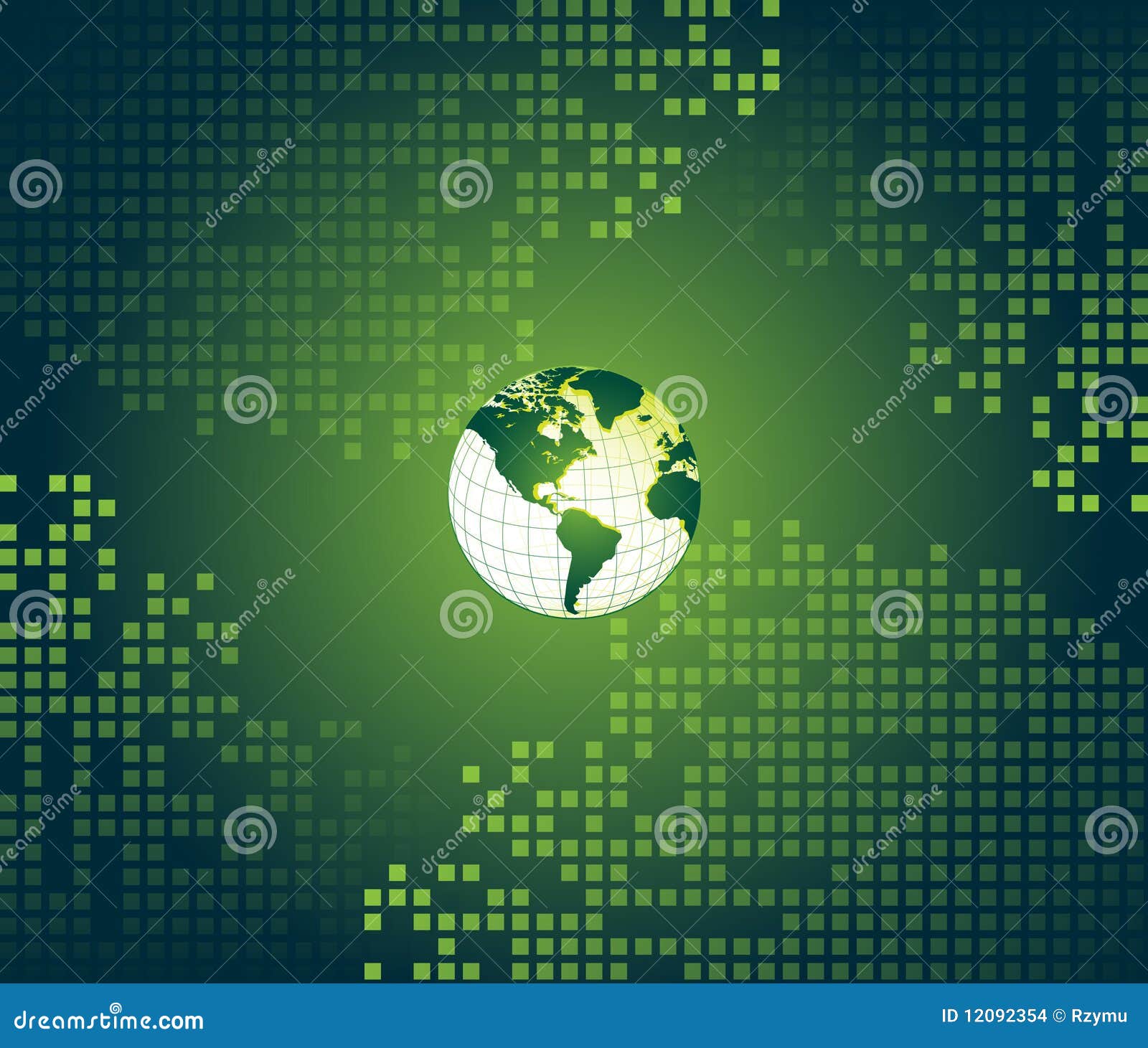 Green Abstract Background with World Map Stock Vector - Illustration of ...