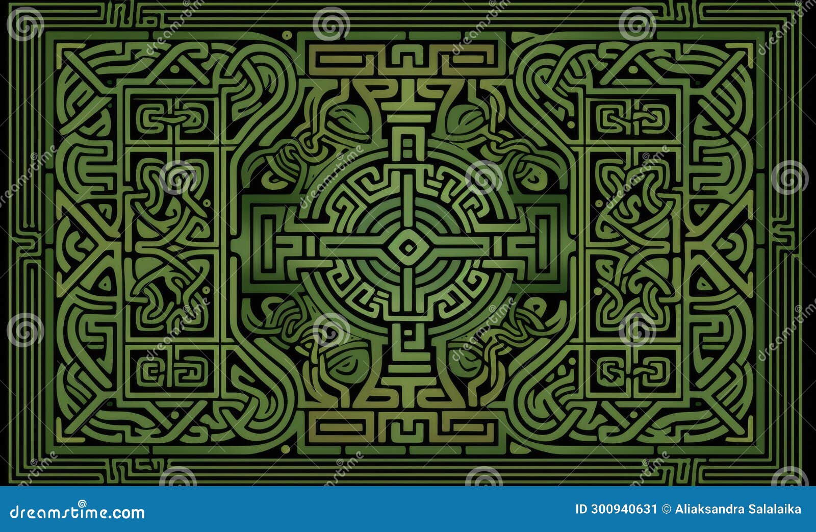 Green Abstract Celtic Patterns Background Stock Image - Image of ...