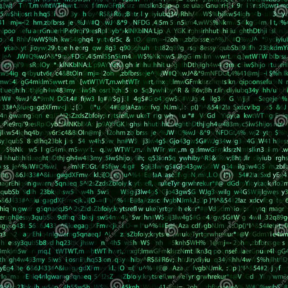 Green Abstract Complicated Crypto Symbols on Black, Data Encryption ...