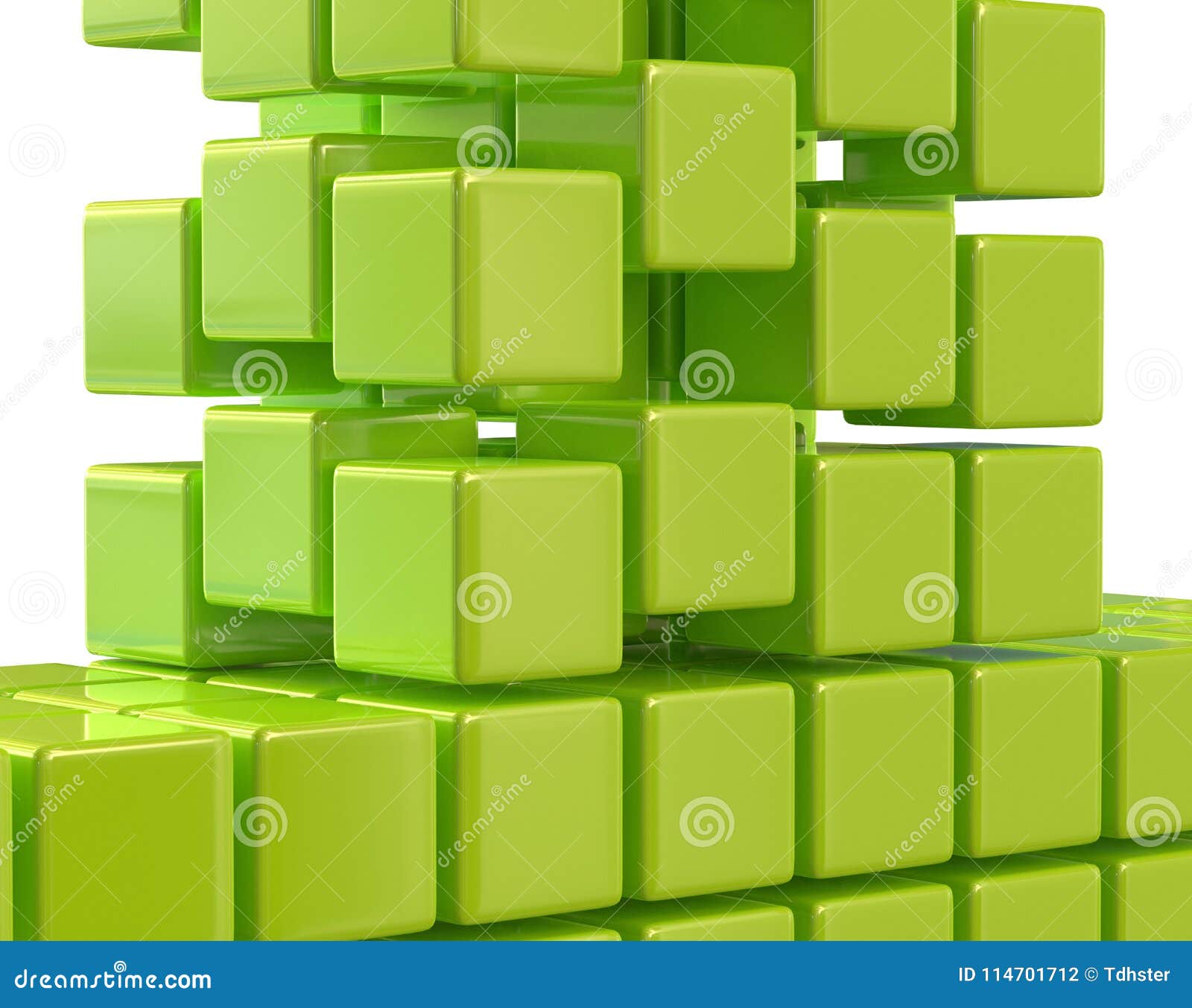 Green Abstract Cubes Block Array 3d Illustration Stock Illustration