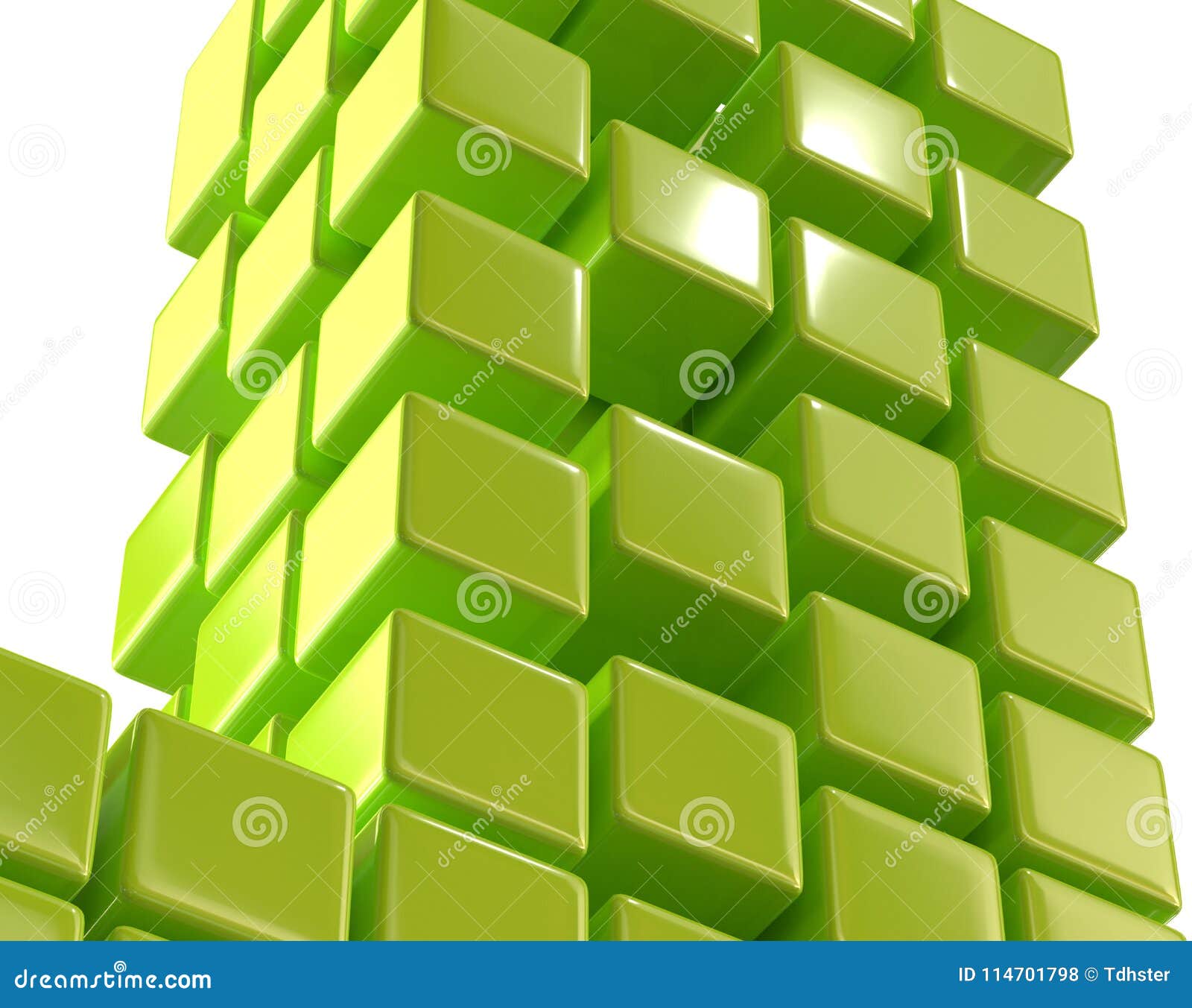 Green Abstract Cubes Block Array 3d Illustration Stock Illustration