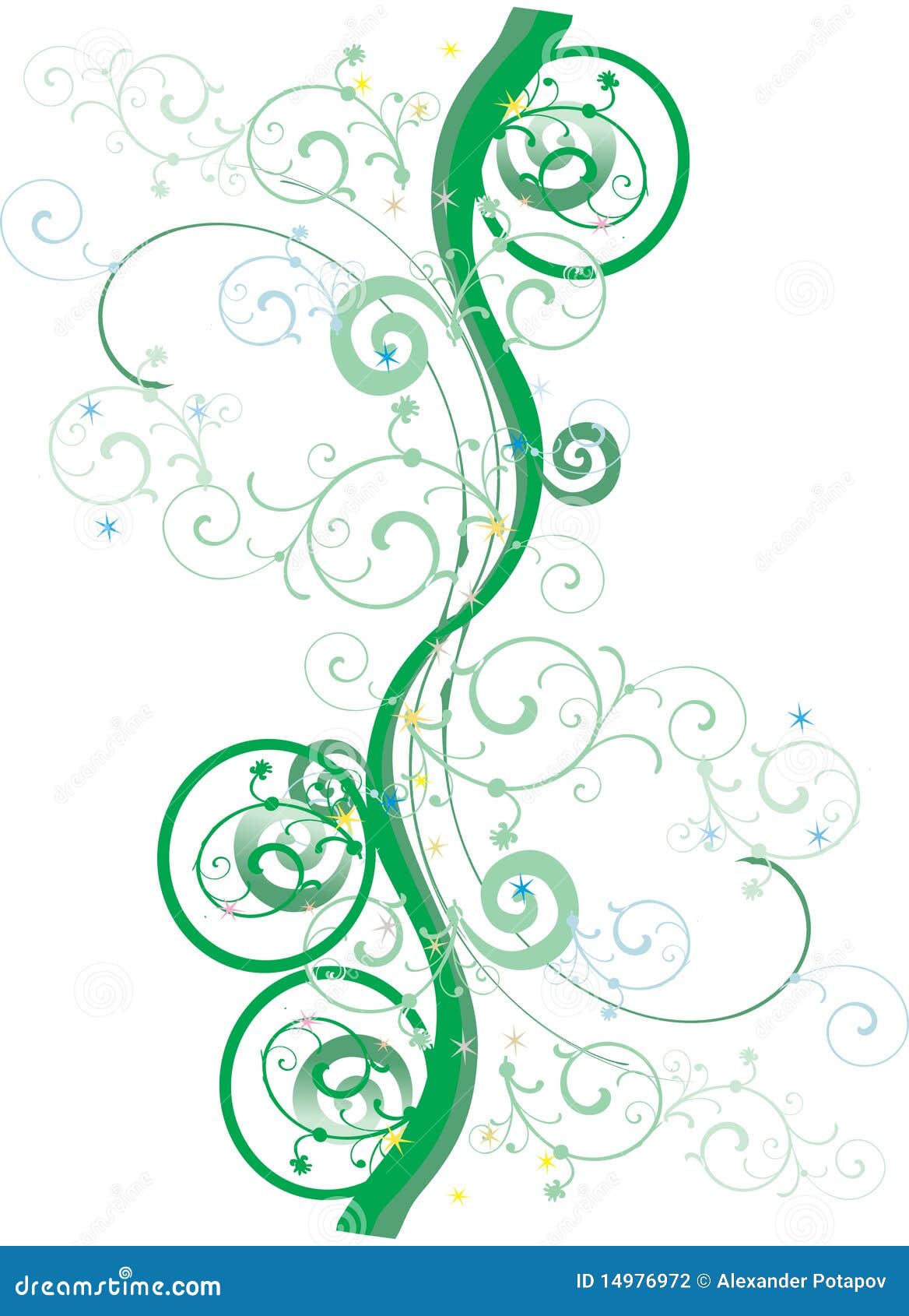 Green Abstract Curls on White Stock Vector - Illustration of decoration ...