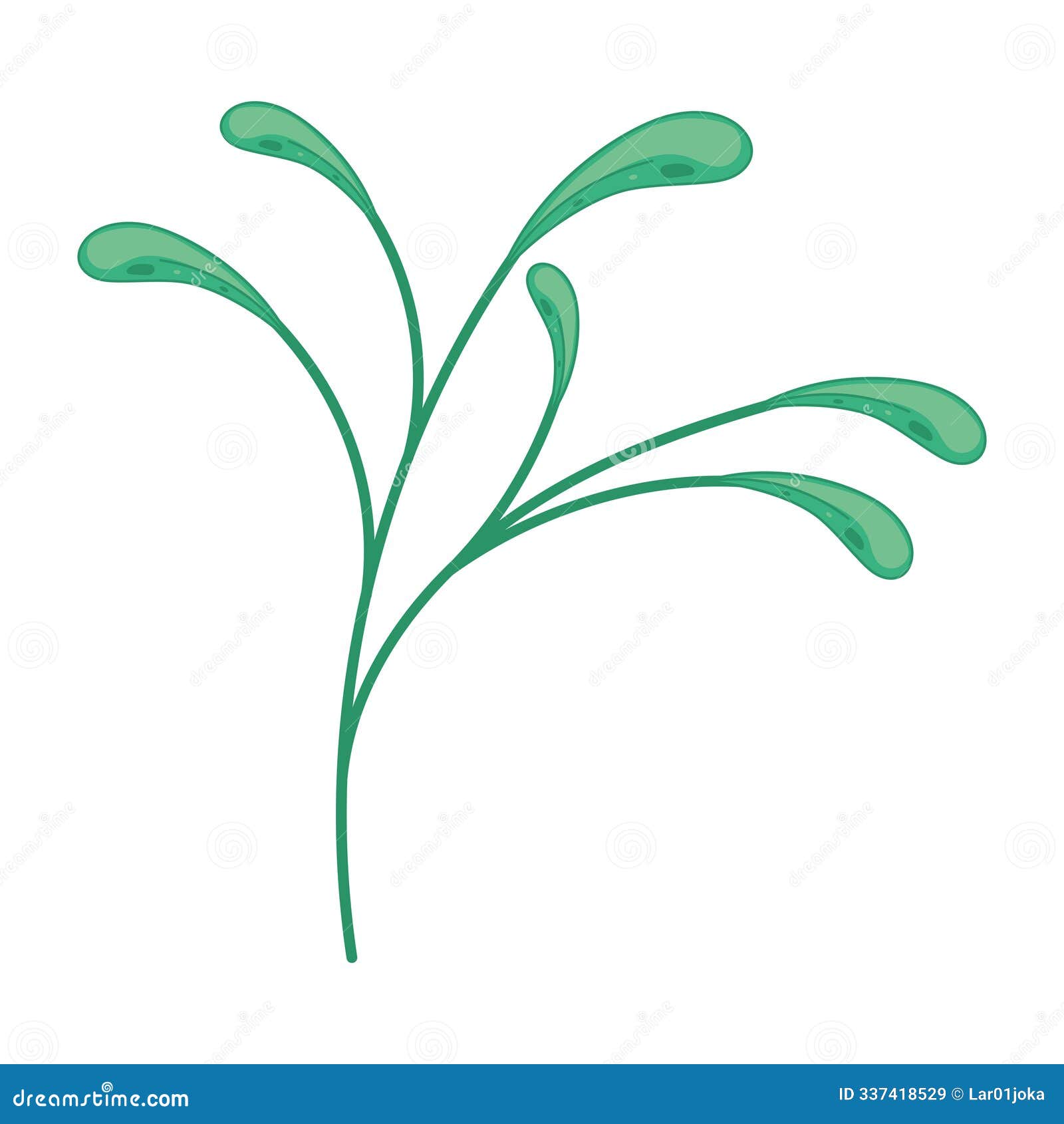 Green Abstract Leaf with Curved Stem and Fluid Design Vector Stock ...