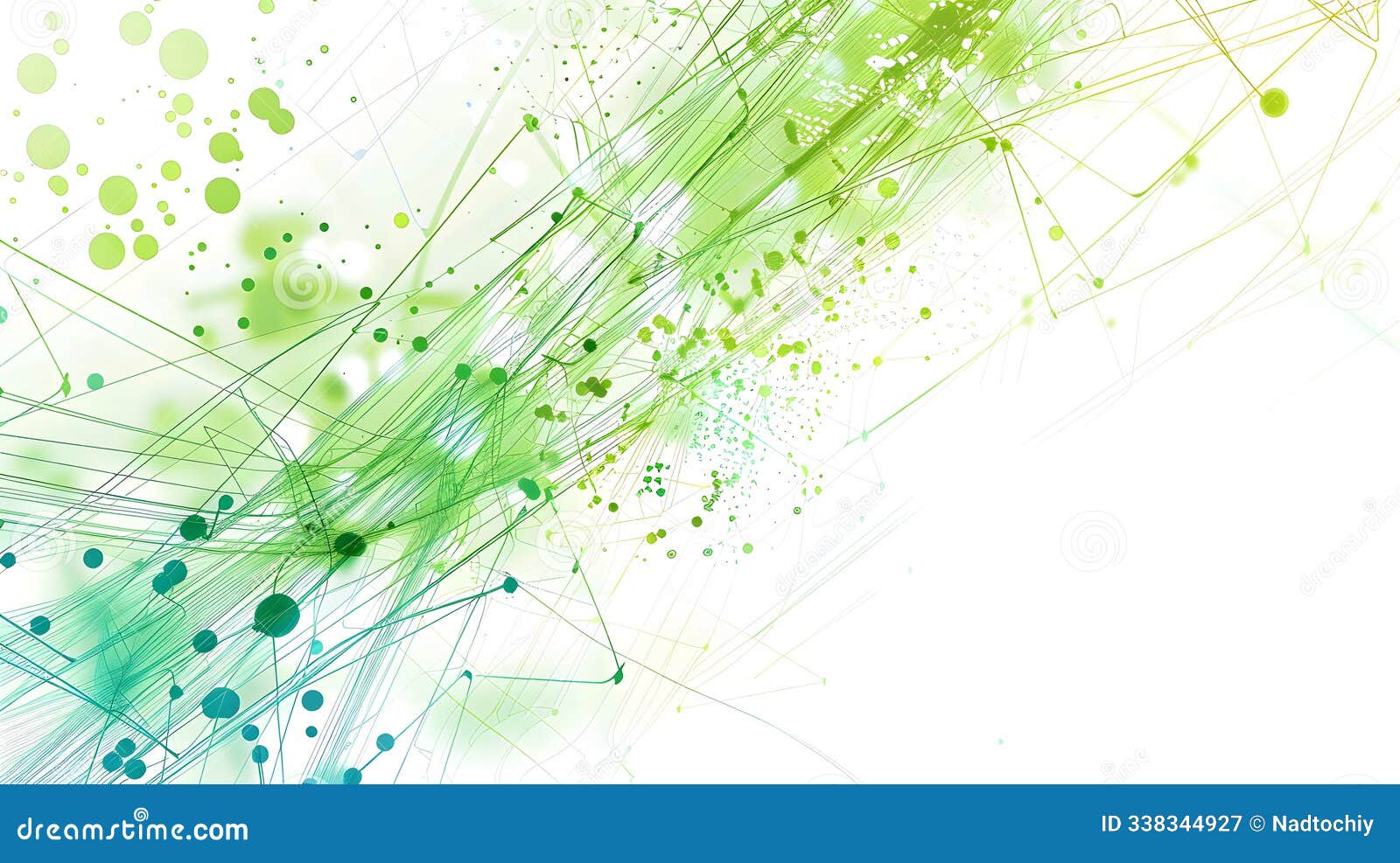 Green Abstract Lines and Dots on White Background Art Stock Image ...