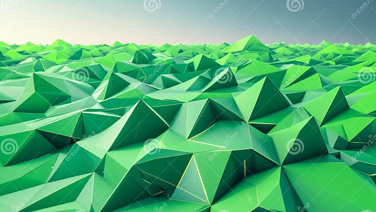 Green Abstract Low-poly Triangle Field, a Mesmerizing Polygonal ...