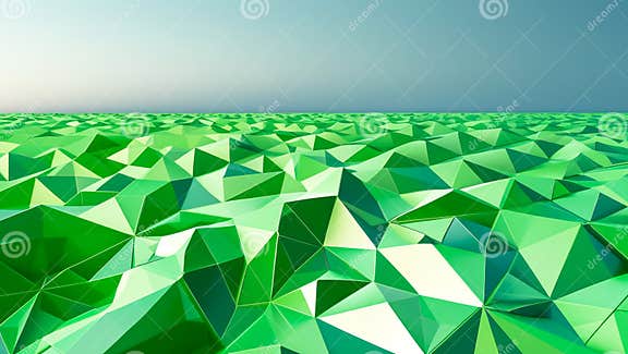 Green Abstract Low-poly Triangle Field, a Mesmerizing Polygonal ...
