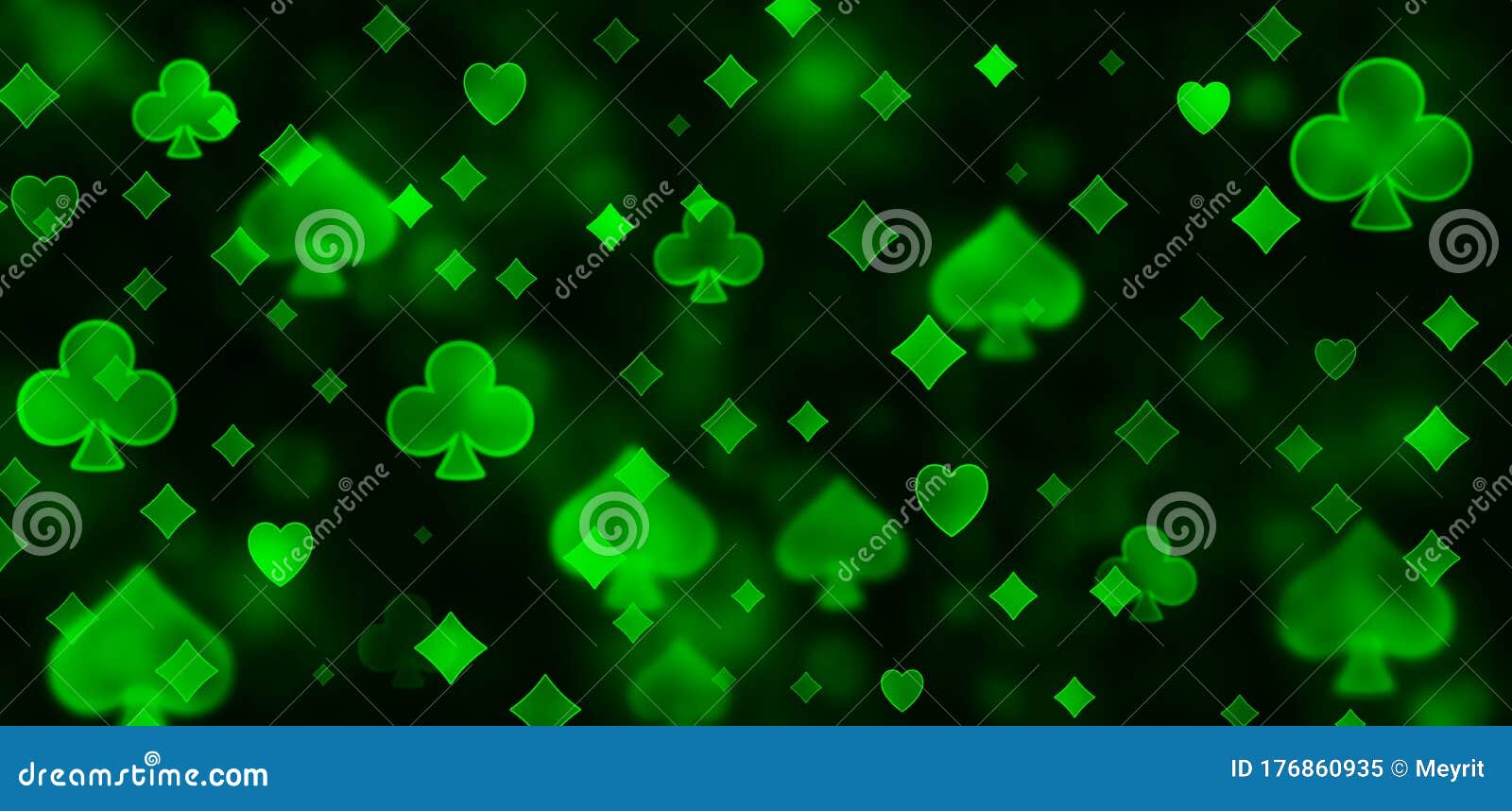Green Abstract Poker Bokeh Pattern of Playing Card Symbols Stock ...
