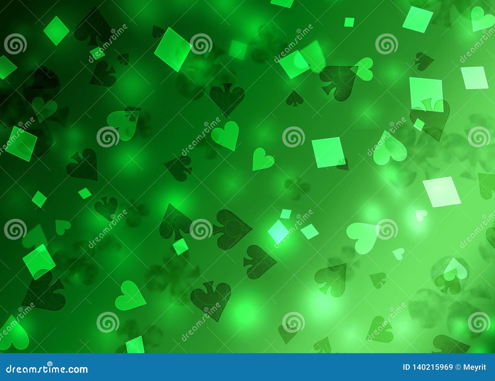 Green Abstract Poker Pattern of Playing Card Symbols Stock Illustration ...