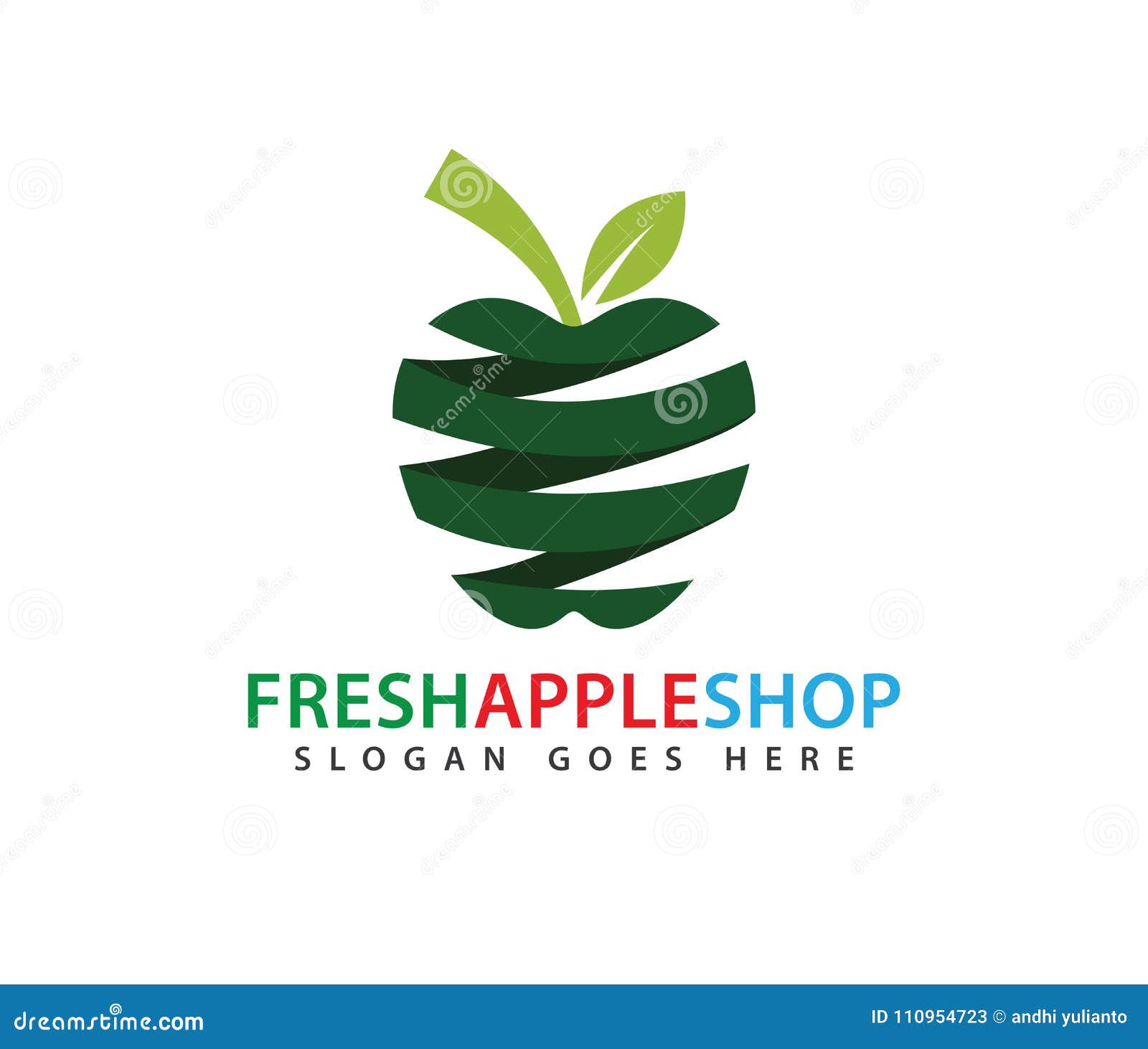 Green Abstract Spring Apple Fruit Vector Logo Design Stock Illustration ...