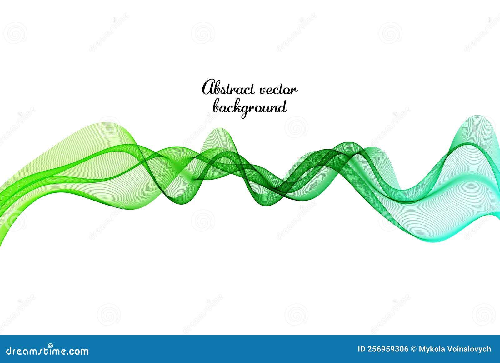 Abstract Background of Wavy Transparent Green Wave on White Background ...