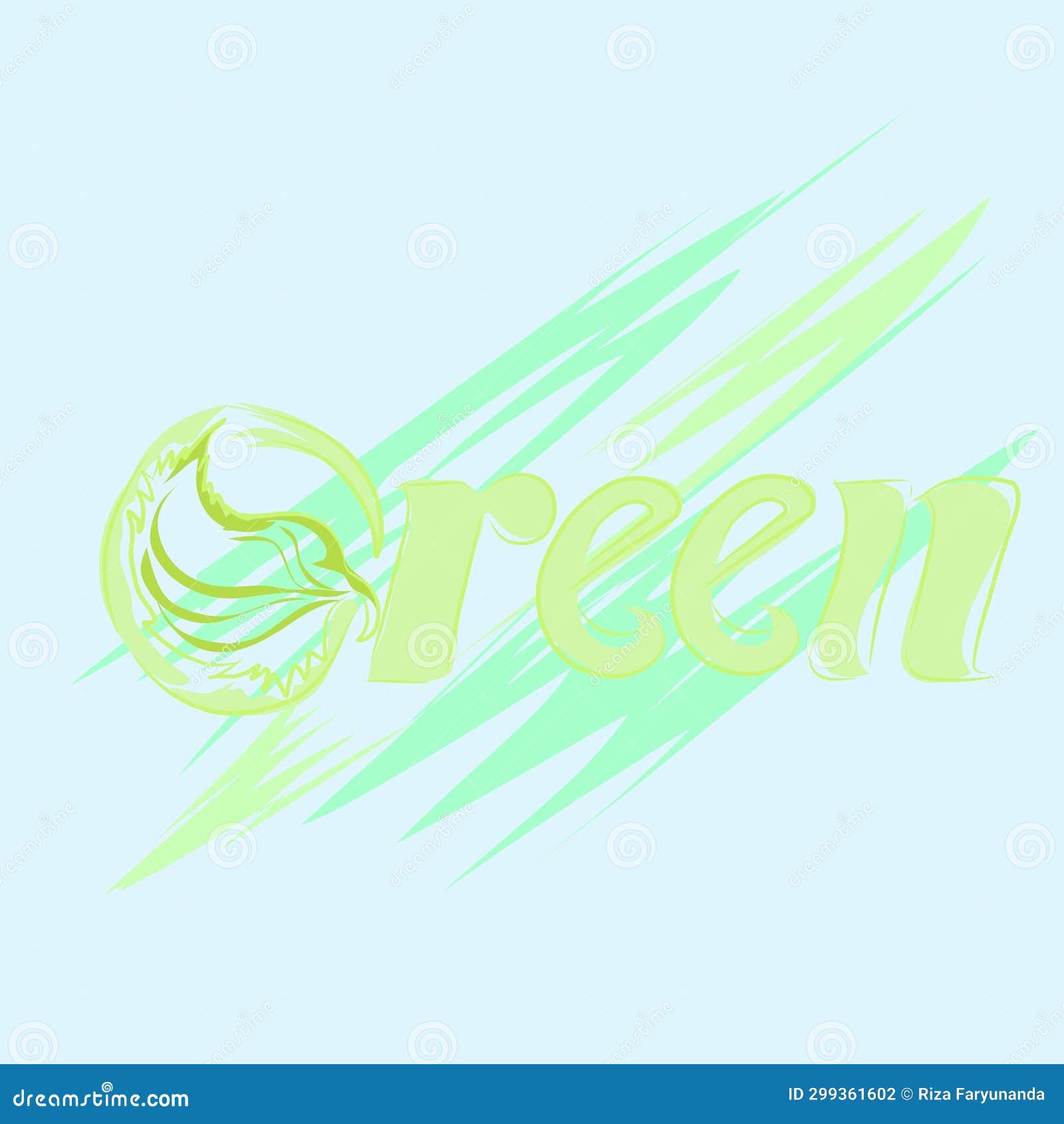 Green Abstract Writing, with a Leaf -textured Blue Background Stock ...