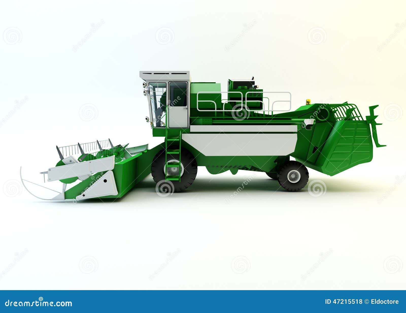 Green Agricultural Combine-harvester Stock Illustration - Illustration ...