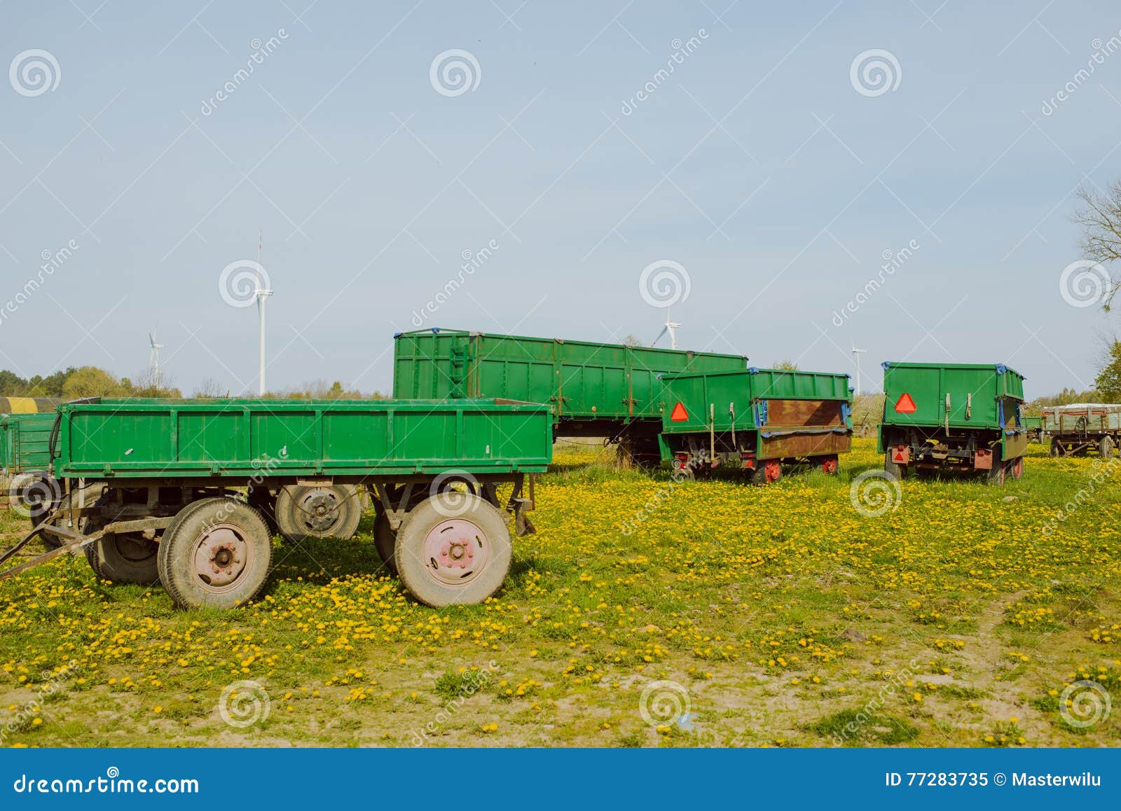 Green Agricultural Trailers Stock Image - Image of wheel, farm: 77283735