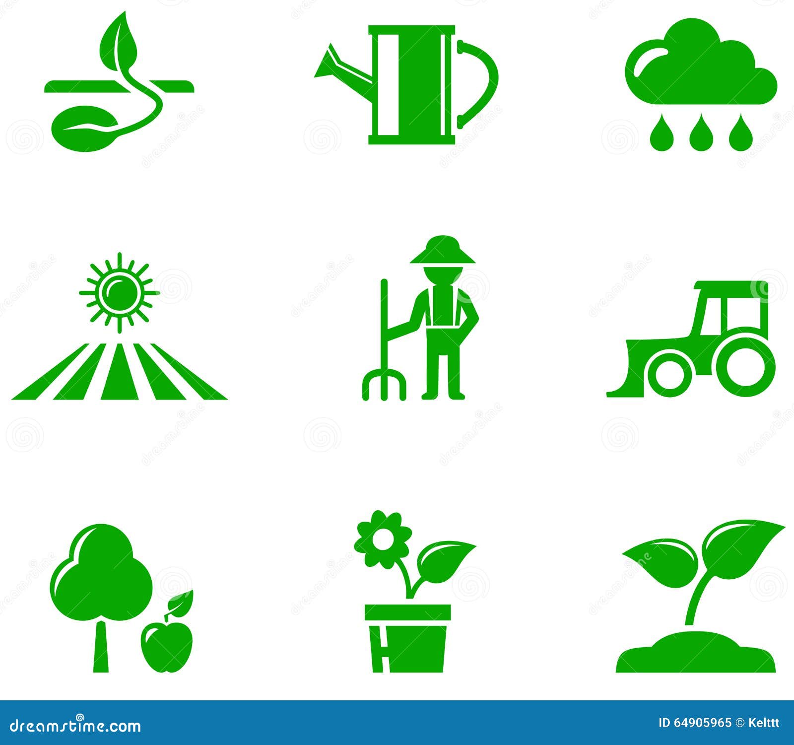 Green Agriculture Icons Set Stock Vector - Illustration of food ...